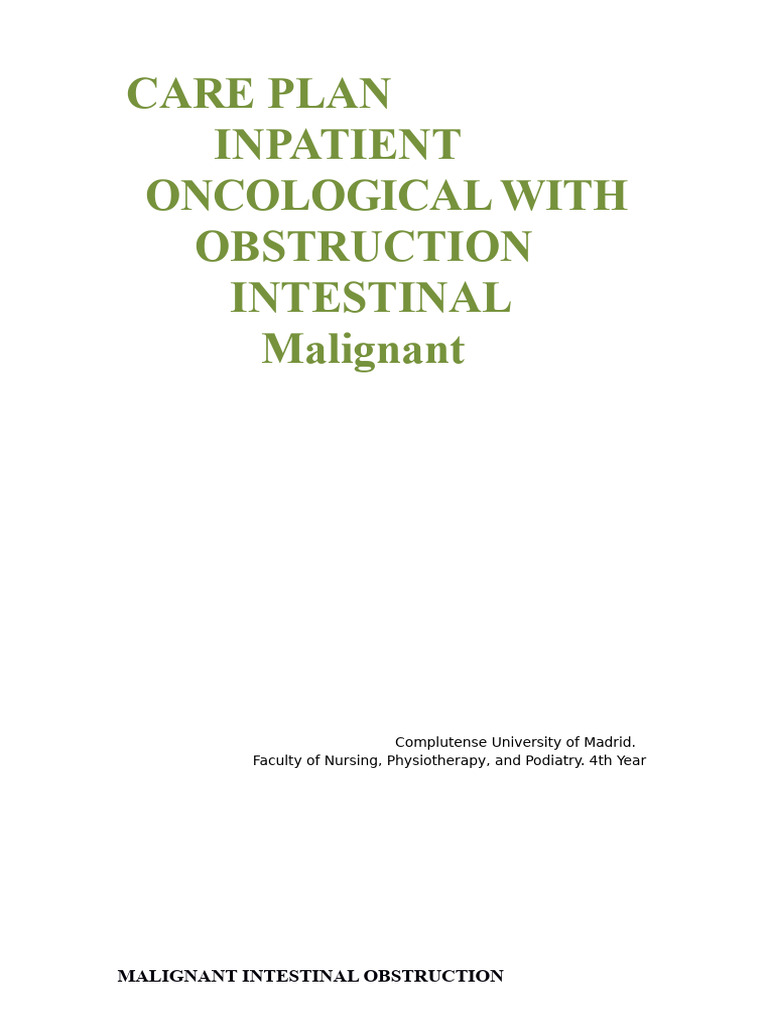 Care Plan For Oncology Patient With Malignant Bowel Obstruction | PDF ...
