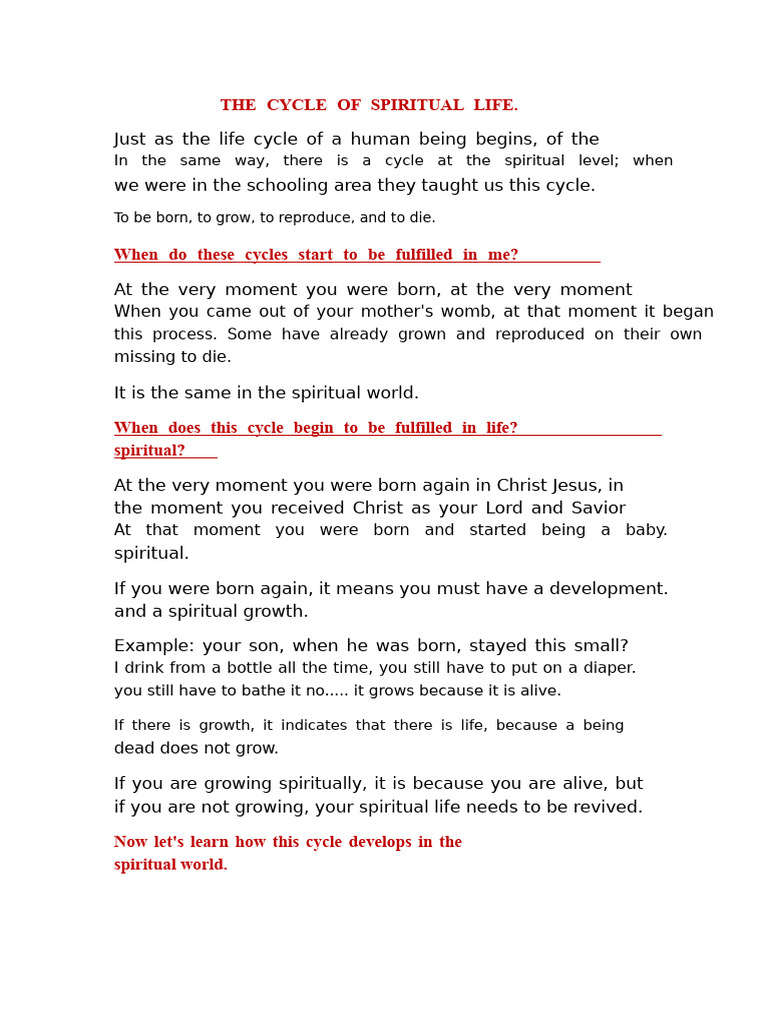 Spiritual Life Cycle Explained | PDF | Jesus | Born Again