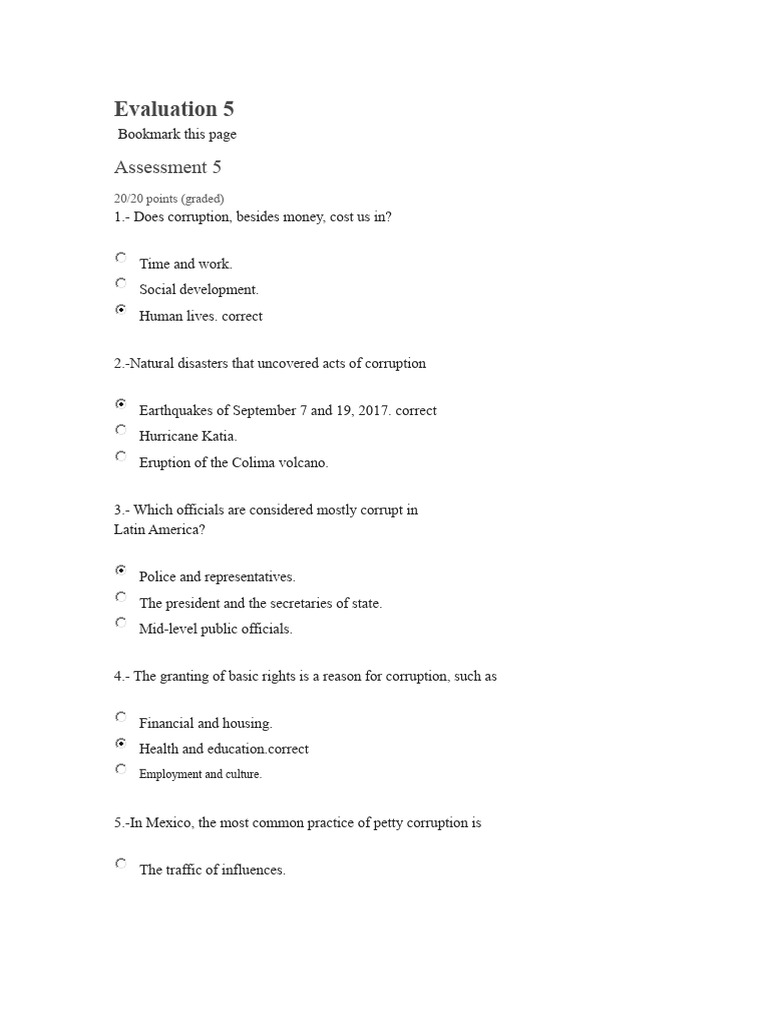 Corruption Course Evaluation 5 | PDF | Corruption | Bribery