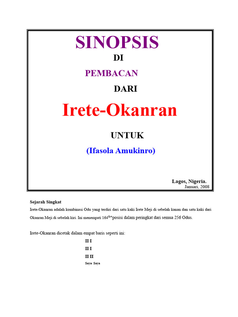 Irete-Okanran: Ramalan Ifa untuk Kekayaan dan Kesejahteraan | PDF