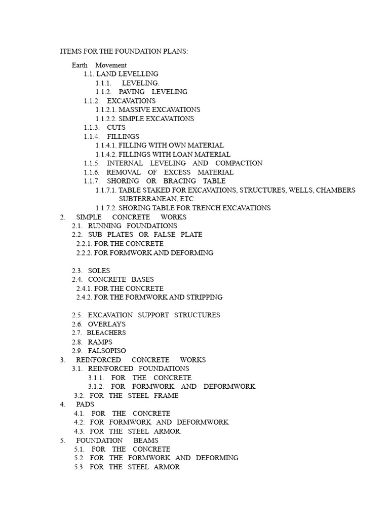 Foundation Plans and Concrete Works Guide | PDF | Concrete | Foundation ...