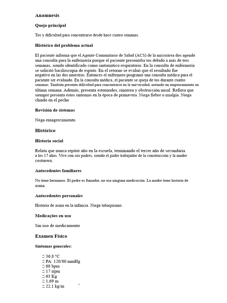 Modelo de Anamnesis | PDF | Alergia | Medicina CLINICA