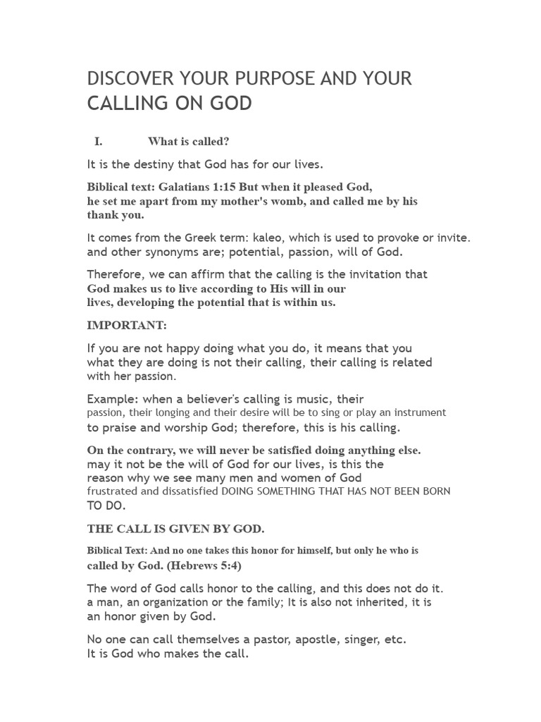 Discover Your Purpose and Your Calling in God | PDF | Jesus | Paul The ...