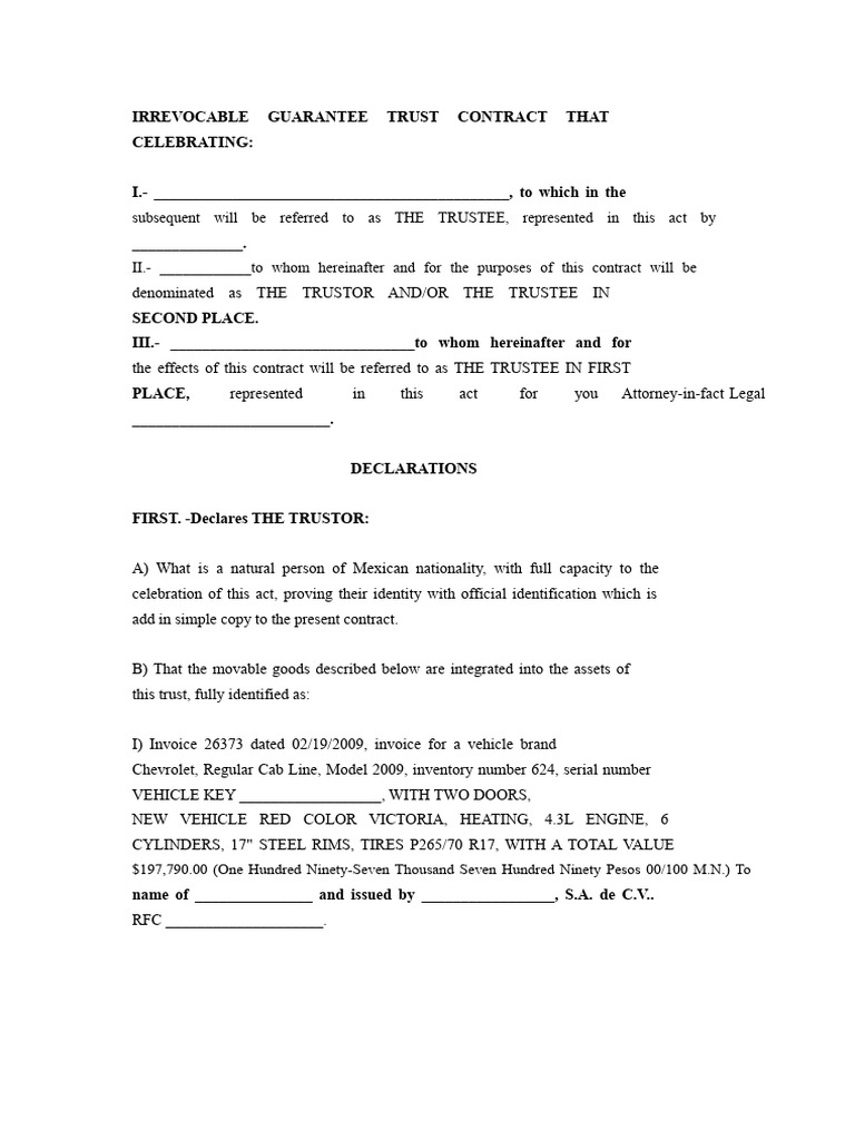 Irrevocable Guarantee Trust Agreement | PDF | Trustee | Fiduciary