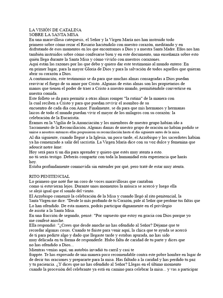 La Visión de Catalina | PDF | eucaristía | Oración