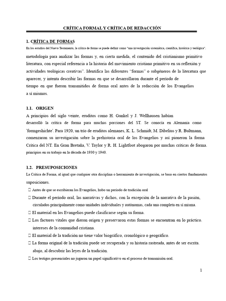 Crítica de Forma en el Nuevo Testamento | PDF | Evangelio de Marcos ...