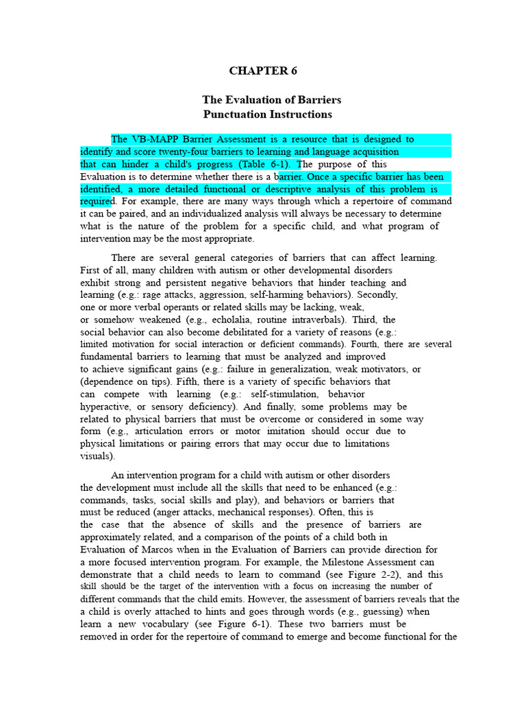 Evaluating Barriers to Learning in Autism | PDF | Imitation | Reinforcement