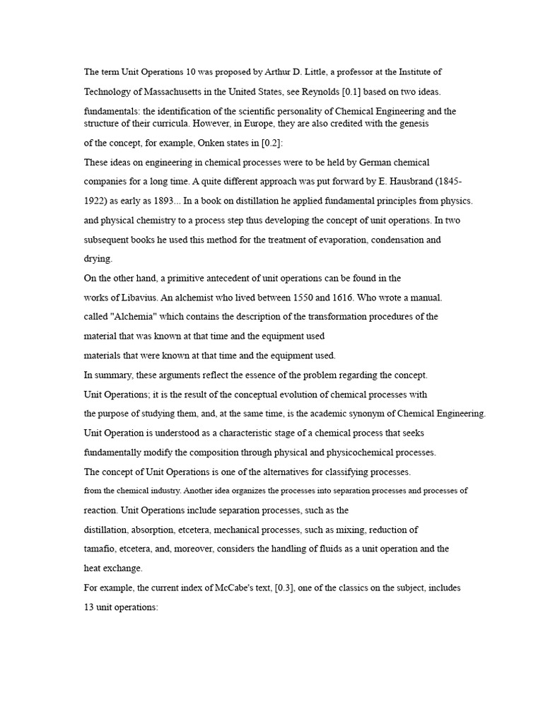 History and Concepts of Unit Operations | PDF | Engineering | Chemistry