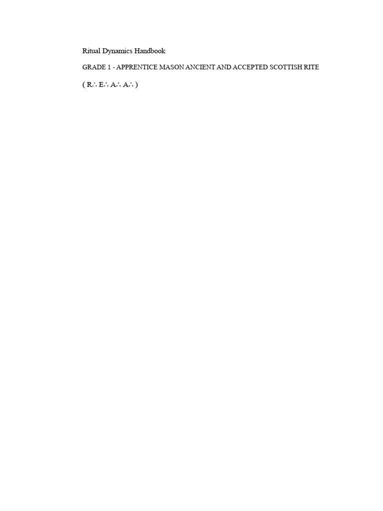 Ritual Dynamic Handbook | PDF | Freemasonry | Rituals