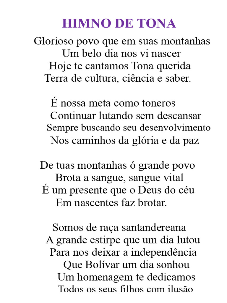 Hino de Tona Letra | PDF
