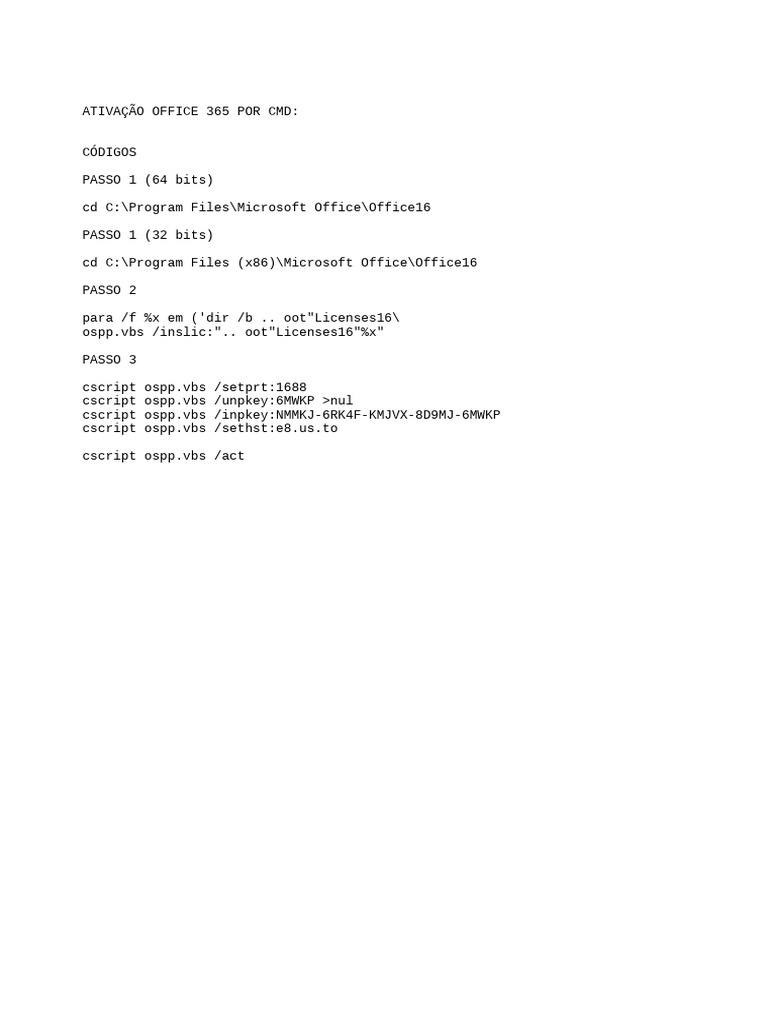 Office 365 CMD Commands | PDF