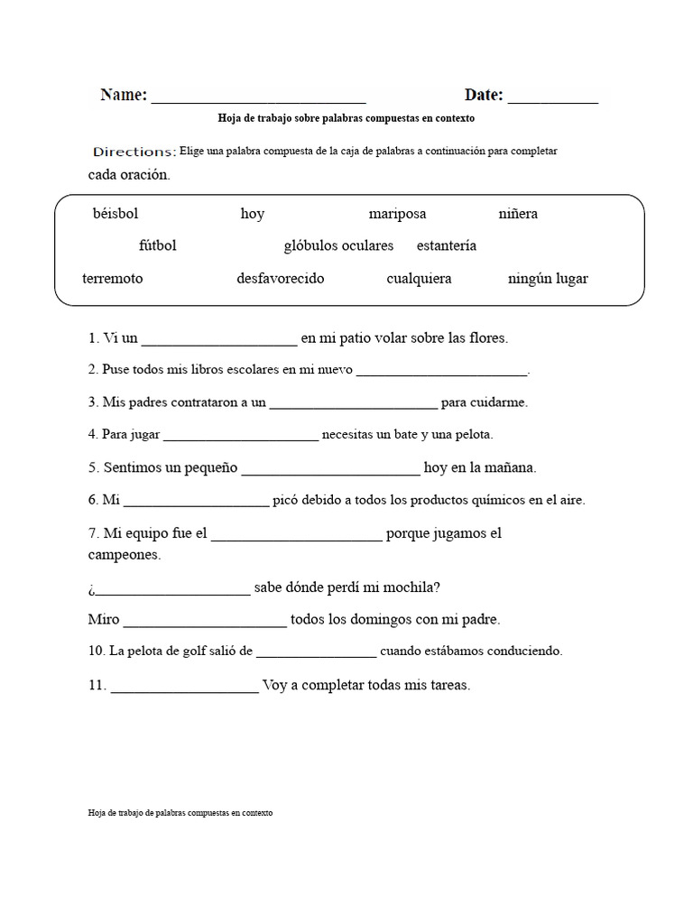 Palabras Compuestas en Contexto 2 | PDF