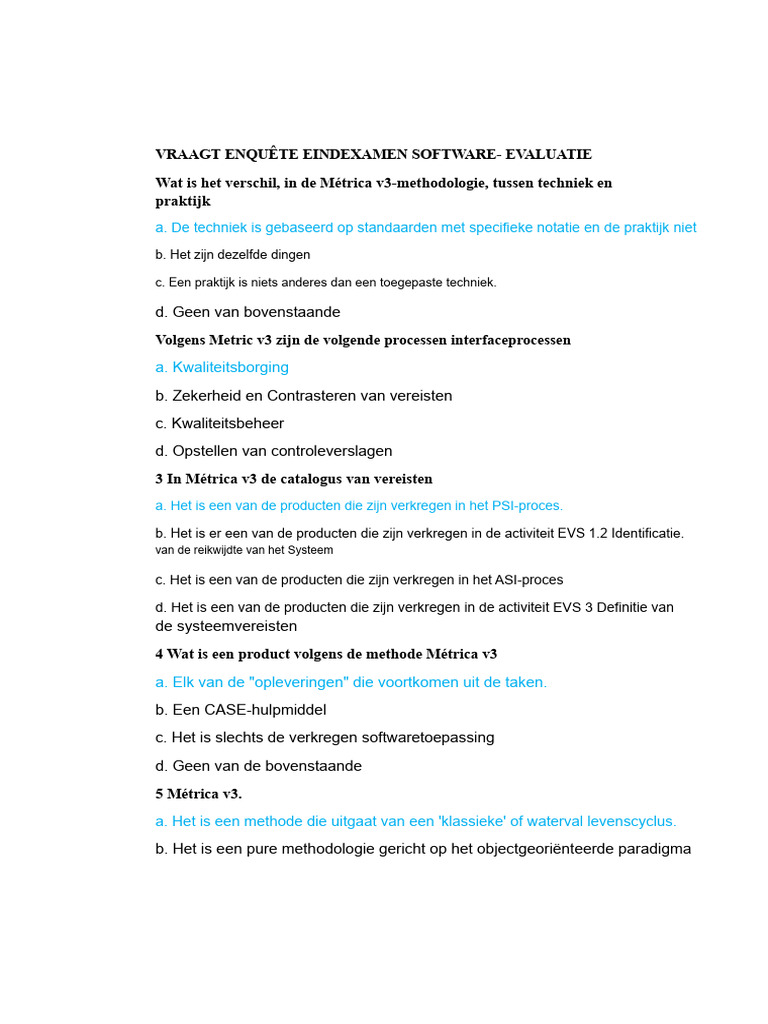 Eindexamen Software Evaluatie Vragenlijst | PDF