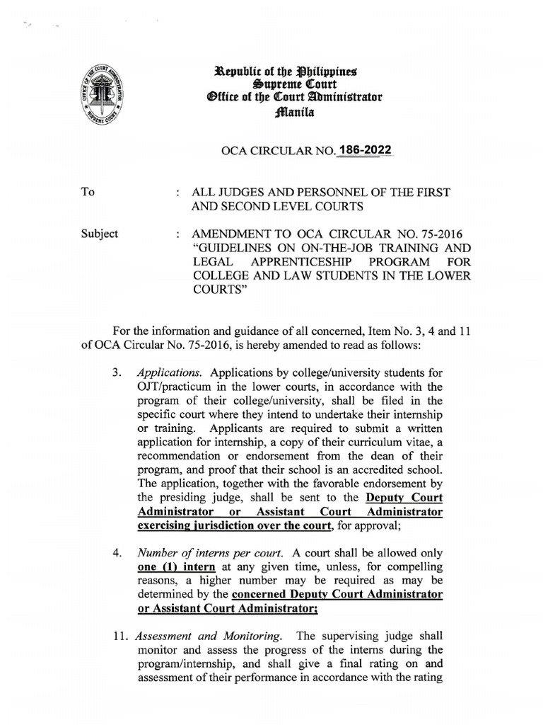 Circular OCA No. 186-2022 | PDF