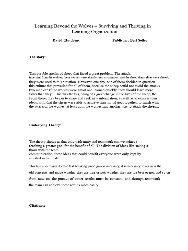 Book - Learning Beyond The Wolves (David Hutchens) | PDF | Learning ...