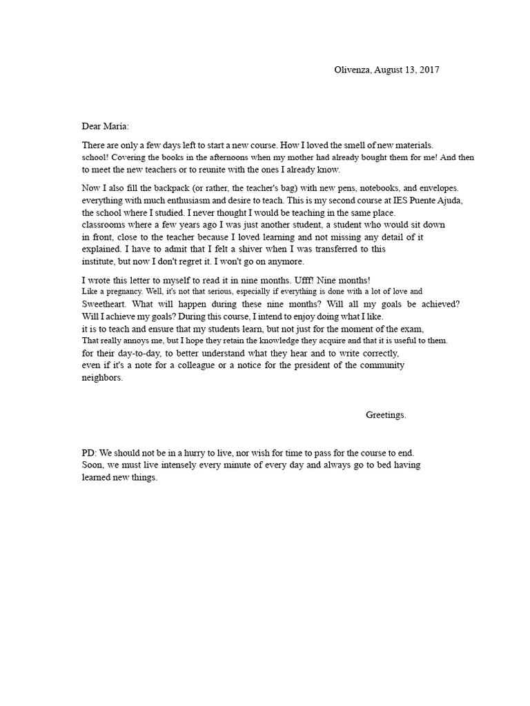 Letter For Time Capsule | PDF