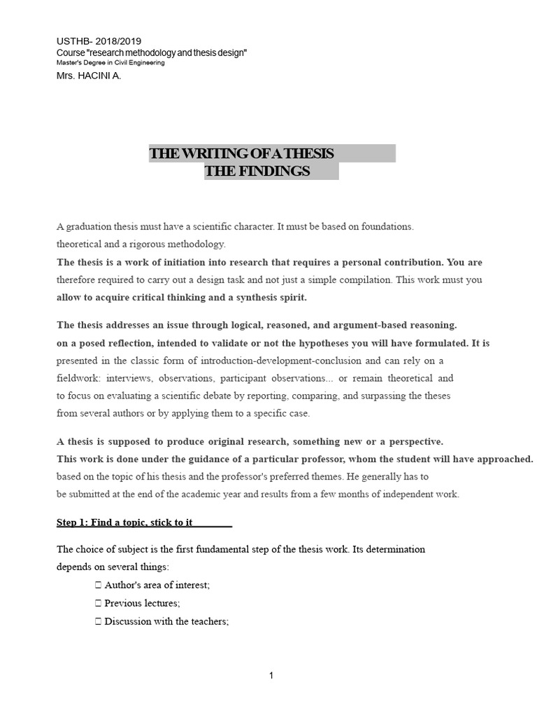 Master's Thesis Design | PDF | Thesis | Hypothesis