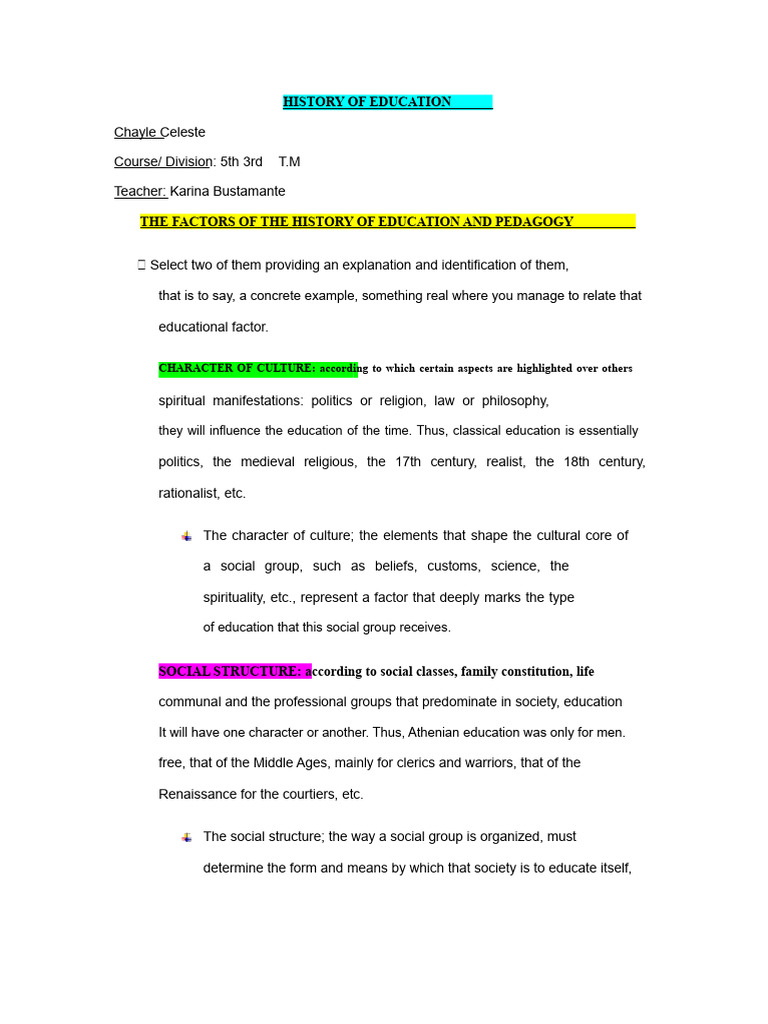 Factors in The History of Education | PDF