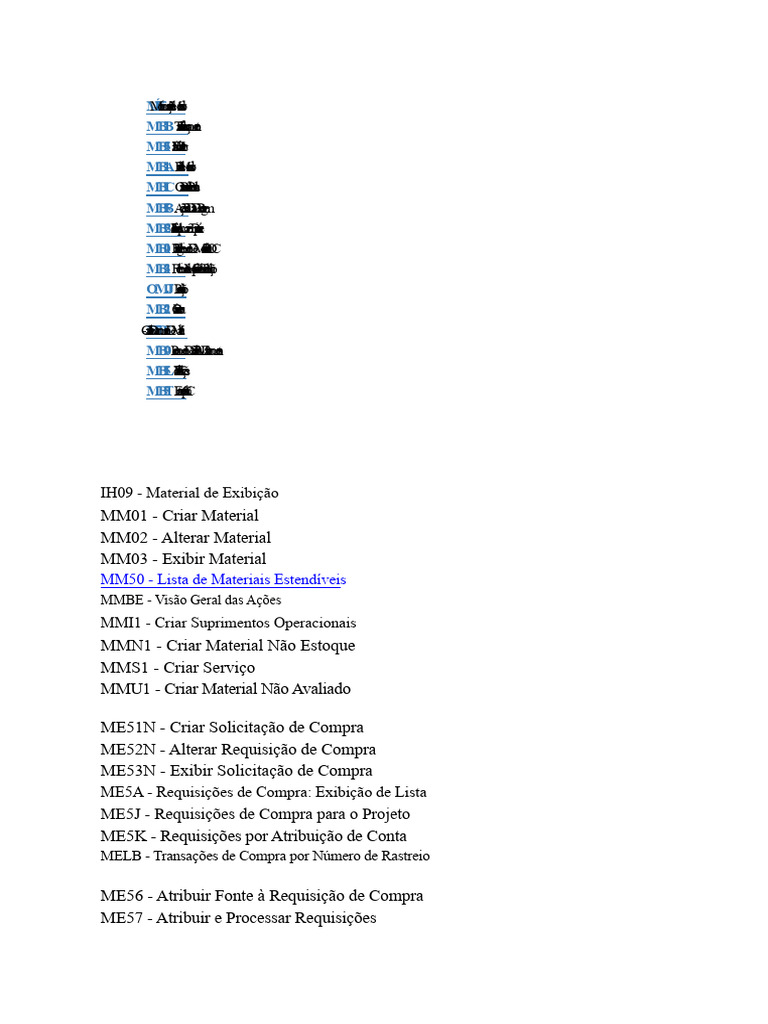 Códigos de transação SAP MM | PDF