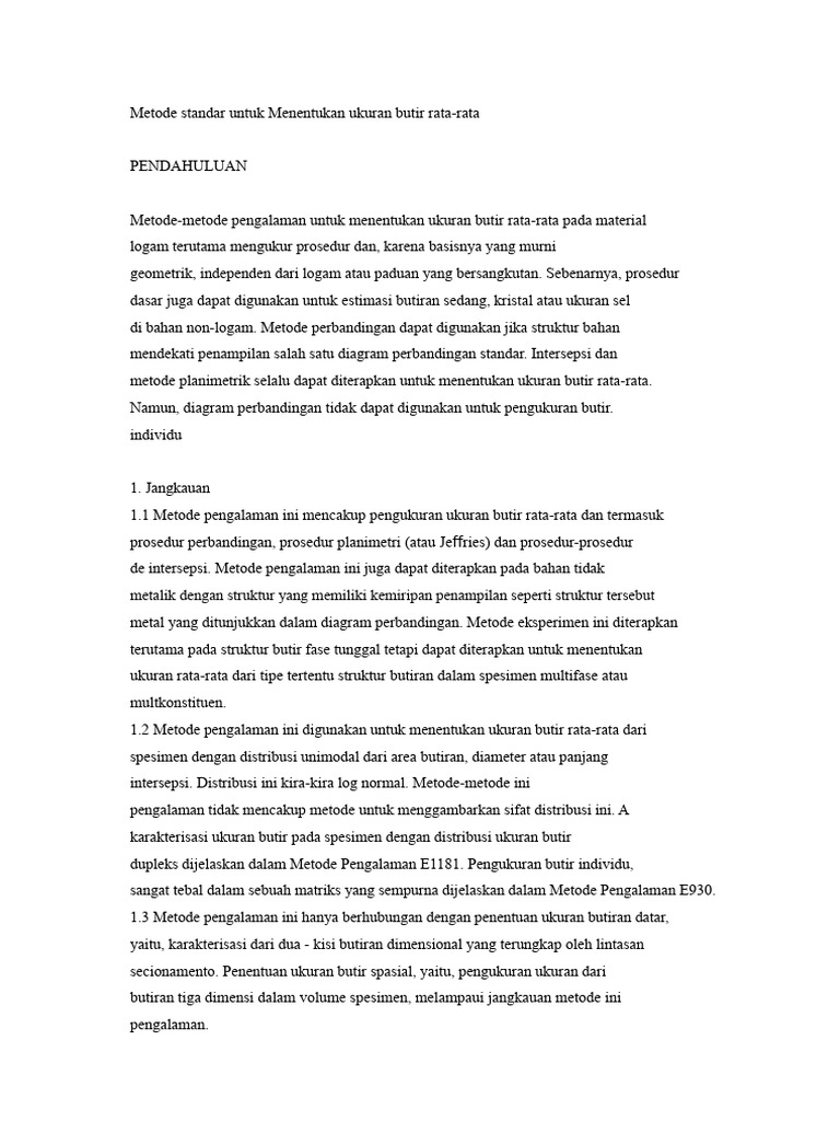 Metode Pengukuran Ukuran Butir Rata-rata | PDF