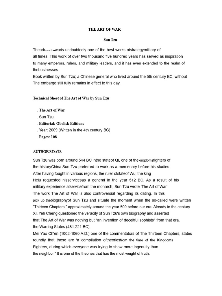 The Art of War by Sun Tzu Explained | PDF | The Art Of War | Sun Tzu