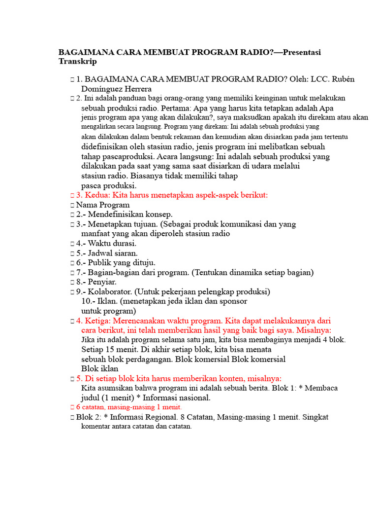 Panduan Lengkap Membuat Program Radio | PDF