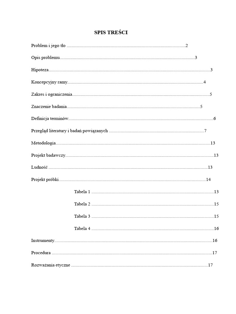 Spis Treści Badania | PDF