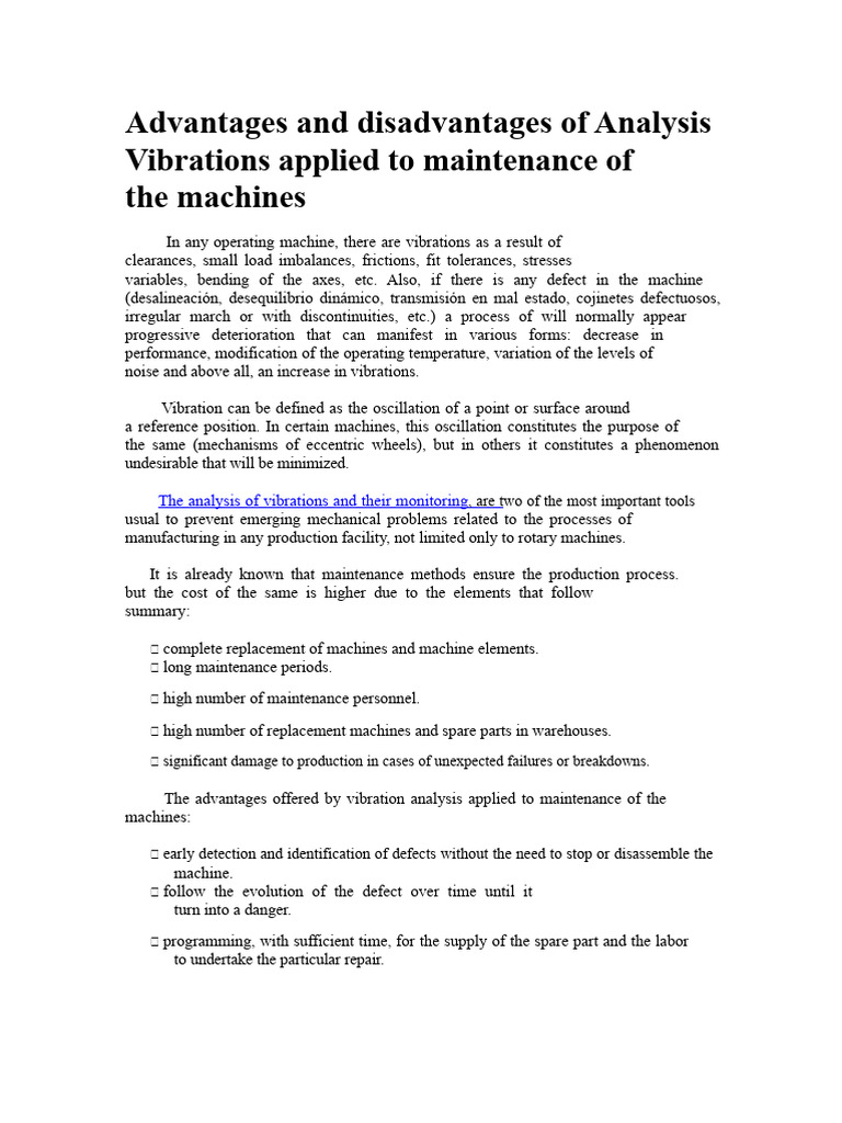 Benefits of Vibration Analysis in Maintenance | PDF | Mechanical ...