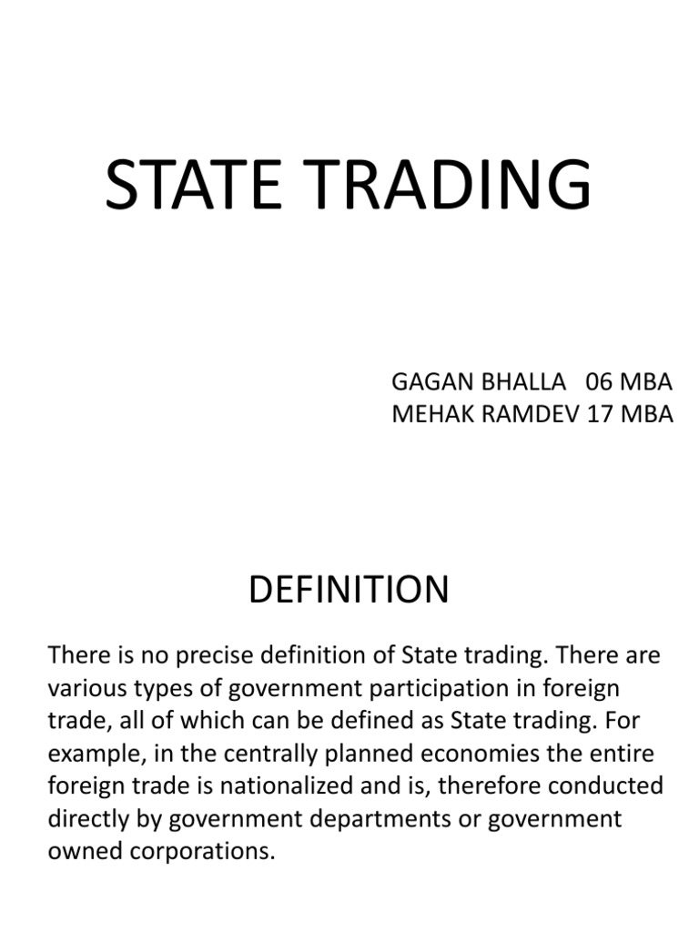 State Trading | PDF | Trade | Exports