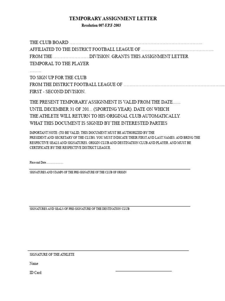 Letter of Temporary Assignment | PDF