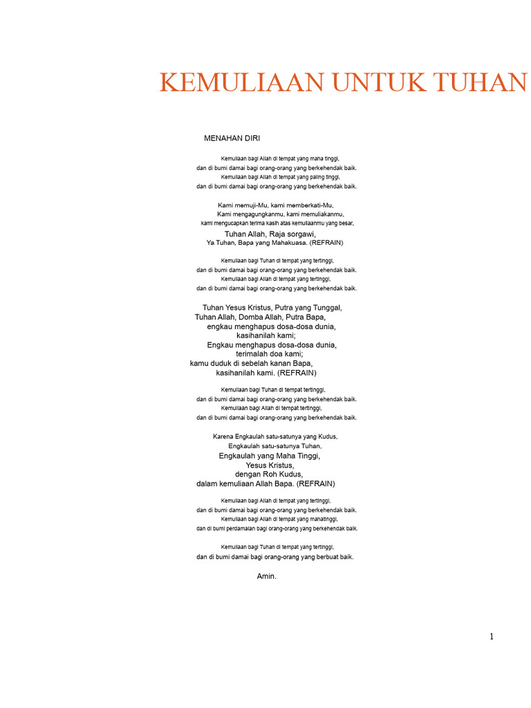 Kemuliaan bagi Tuhan Lfl Lirik | PDF