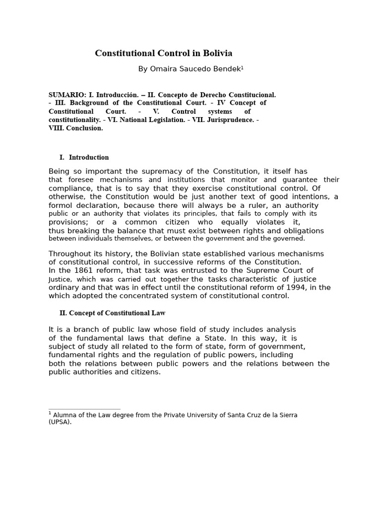 Constitutional Control in Bolivia | PDF | Habeas Corpus ...