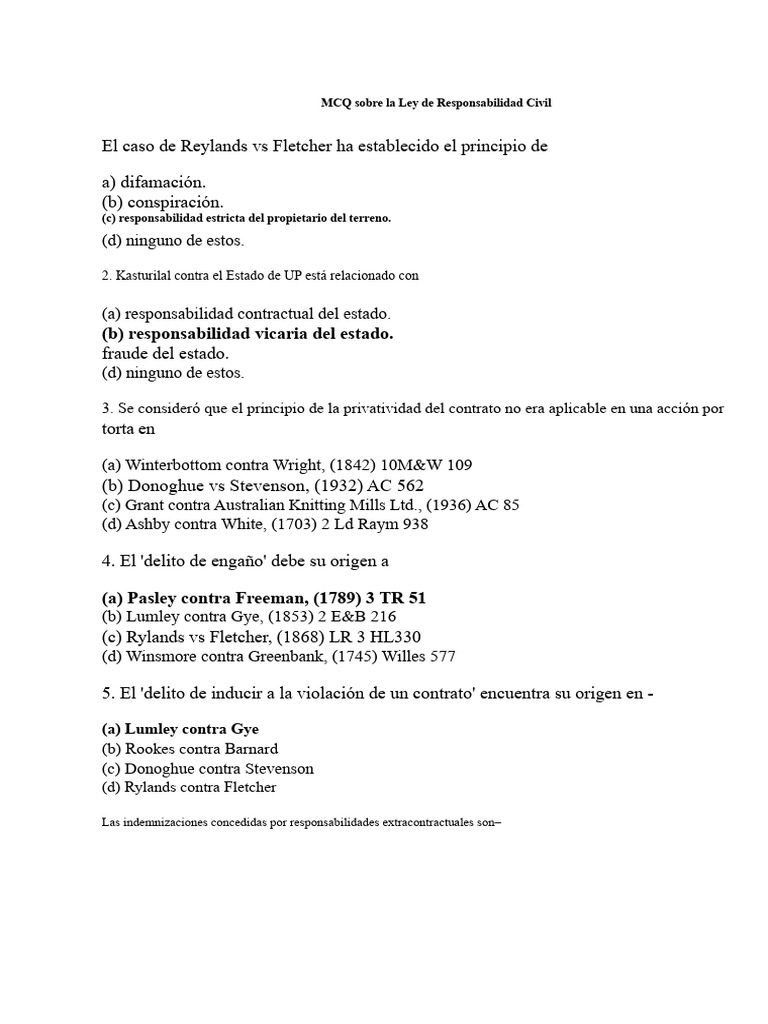 MCQ sobre la Ley del Agravio (1) | PDF | Crímenes | Crimen y violencia