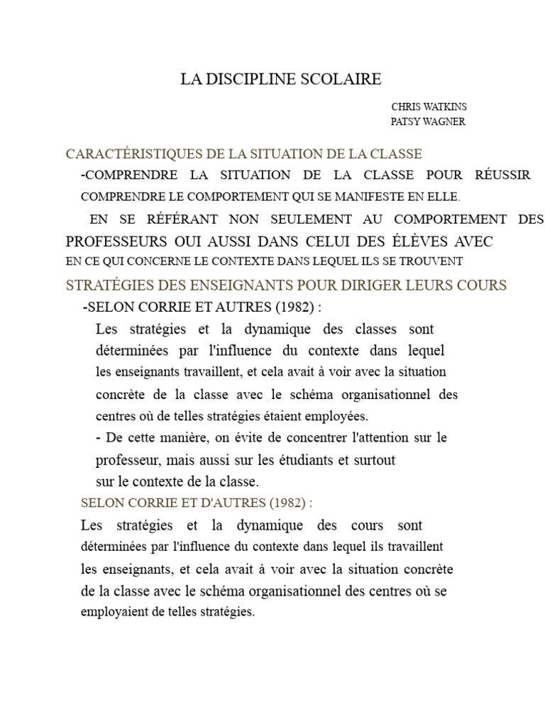 Comprendre la discipline scolaire | PDF