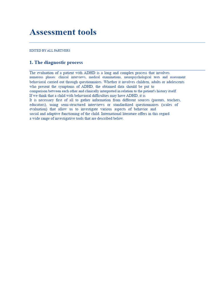 ADHD Assessment Tools and Many Others | PDF | Wechsler Adult ...