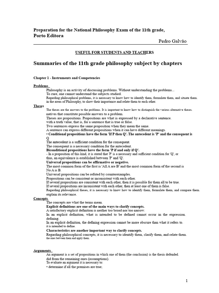 11th Grade Philosophy Exam Prep Guide | PDF | Argument | Logic