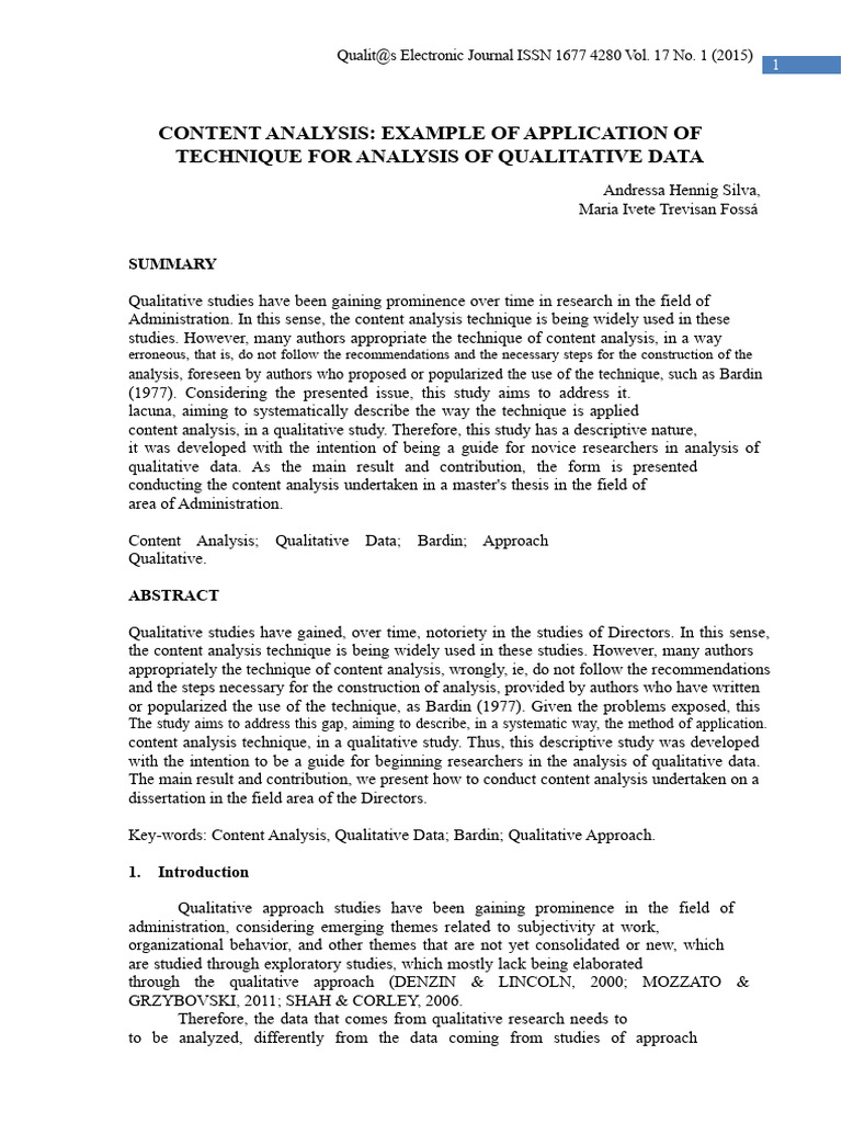 Content Analysis Example of Application of .. | PDF | Qualitative ...