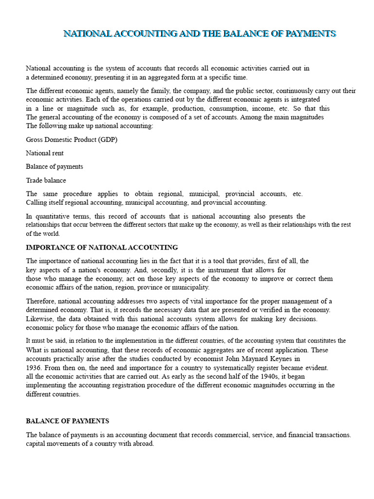 Understanding National Accounting Basics | PDF | Balance Of Payments ...