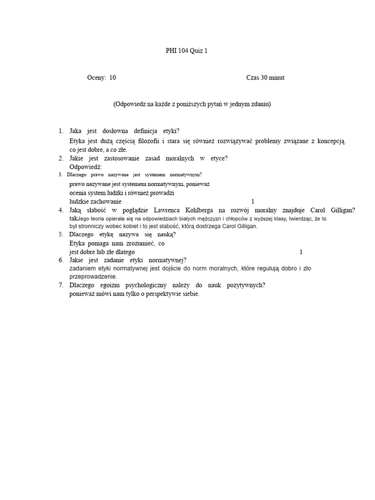 PHI 104 Quiz 1 | PDF