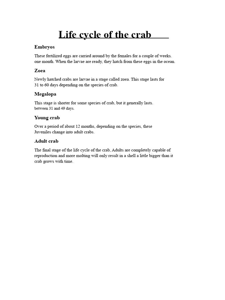 Life Cycle of The Crab | PDF