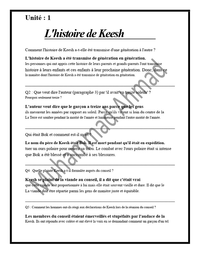 Transmission de l'histoire de Keesh | PDF | Ours