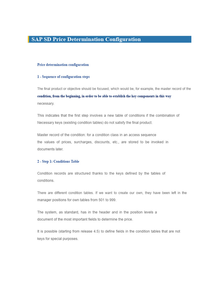 SAP SD Price Determination Guide | PDF | Table (Database) | Database Schema
