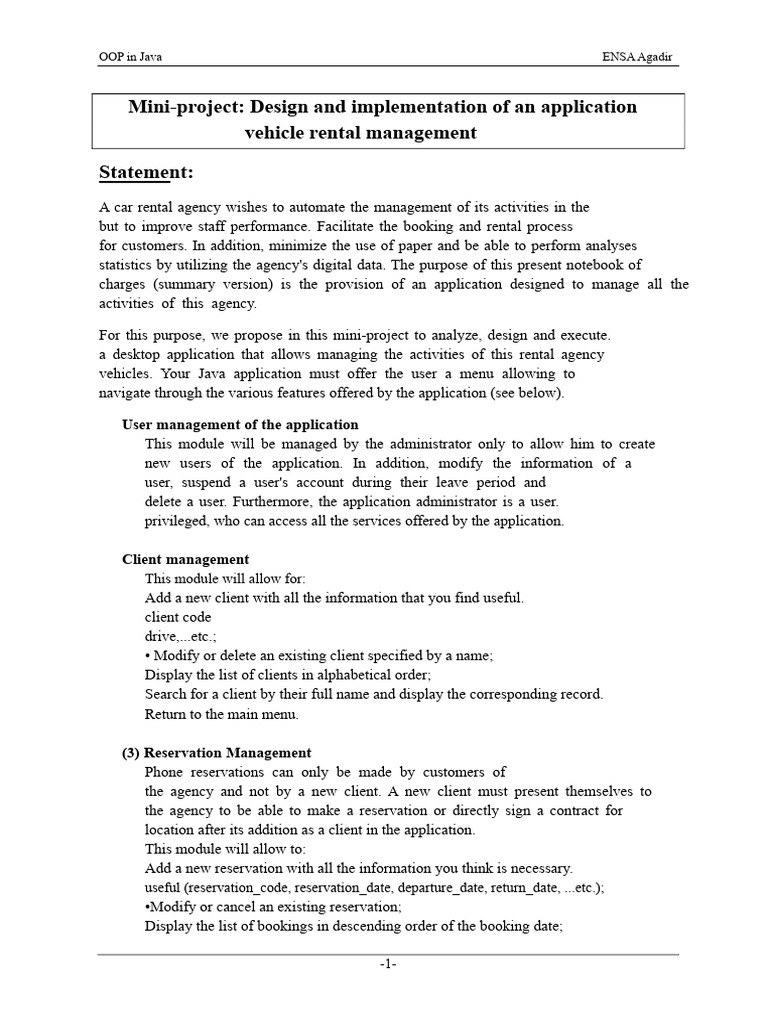 Description of The Java Mini-Project 2019-2020 | PDF | Eclipse (Software) | Computing
