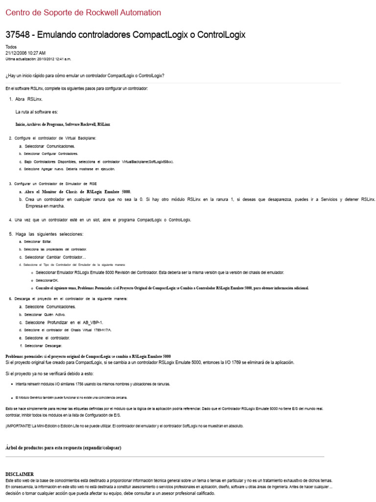 37548 Emulando Controladores CompactLogix o ControlLogix | PDF | Emulador | Software