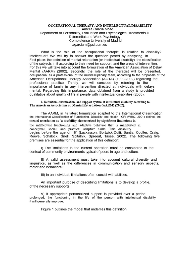 Occupational Therapy in Intellectual Disability | PDF | Occupational ...