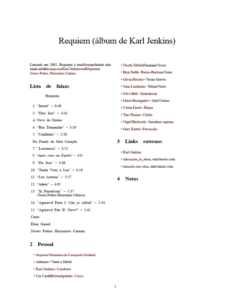Requiem (Álbum de Karl Jenkins) | PDF