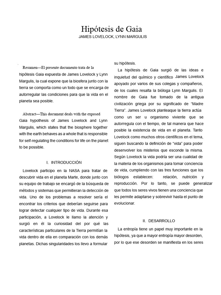 Esai GAIA | PDF | Hipótesis de Gaia | Vida
