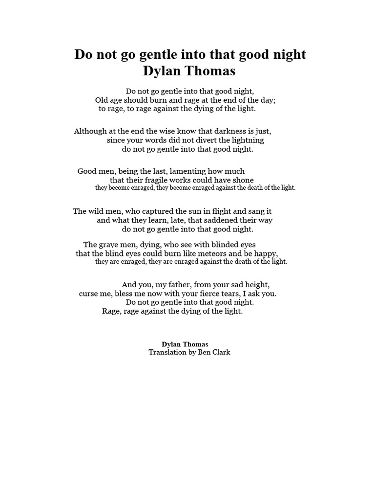 Do Not Go Gentle Into That Good Night | PDF