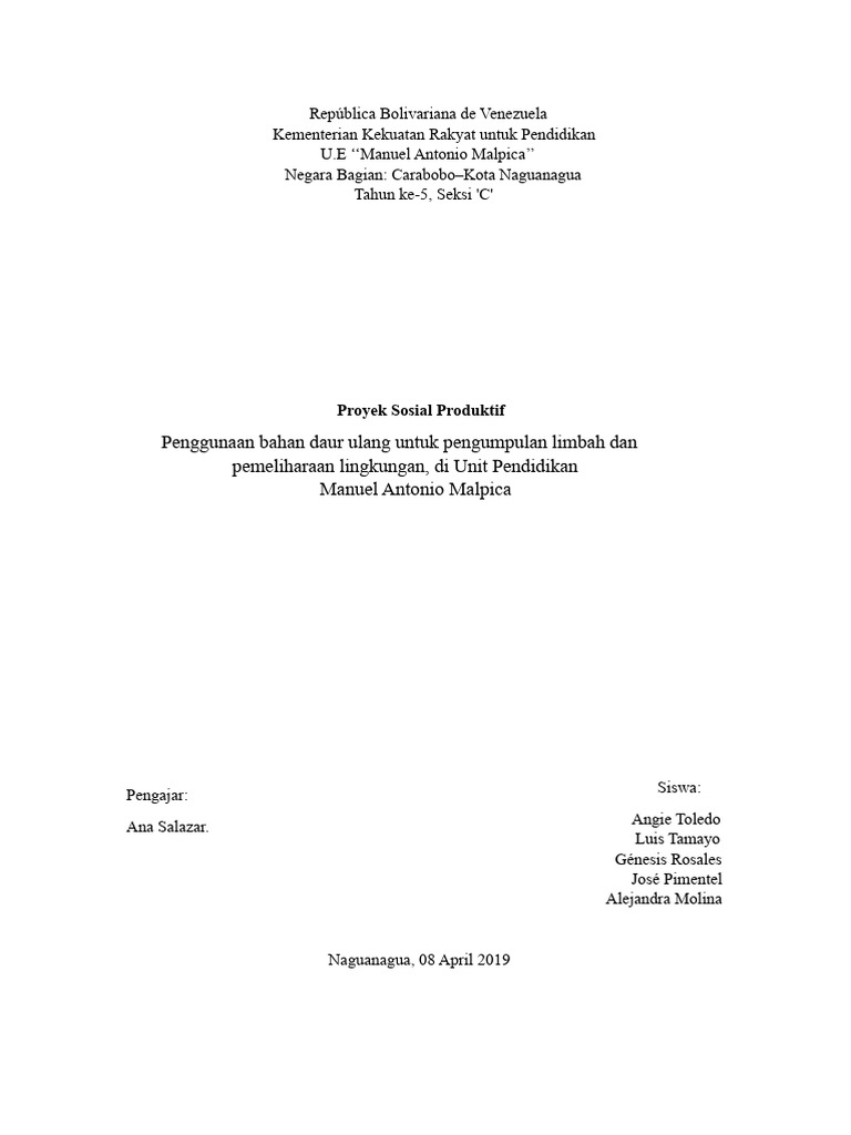 Proyek Sosio Produktif Kelas 5... | PDF