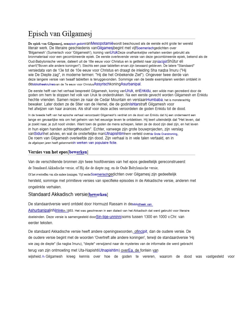 Episch Van Gilgamesj: Versies Van Het Epos | PDF